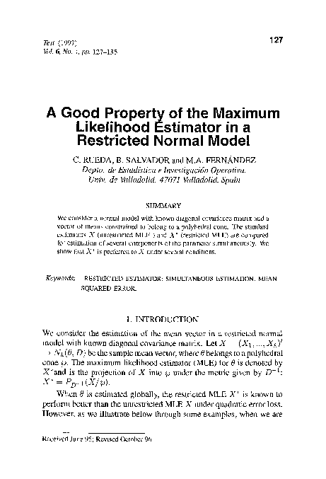 (PDF) A good property of the maximum likelihood estimator in a restricted normal model