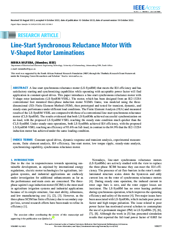(PDF) Line-Start Synchronous Reluctance Motor With V-Shaped Rotor ...