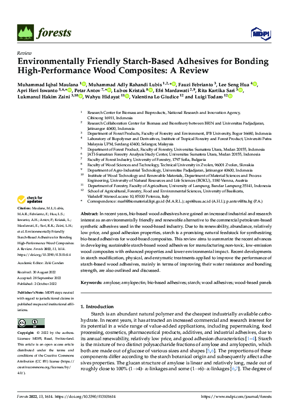 Pdf Environmentally Friendly Starch Based Adhesives For Bonding High