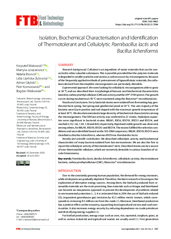 (PDF) Isolation, Biochemical Characterisation and Identification of Thermotolerant and ...