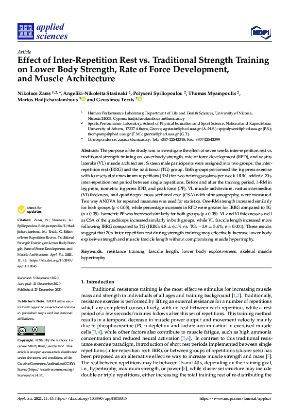 (PDF) Effect of Inter-Repetition Rest vs. Traditional Strength Training ...