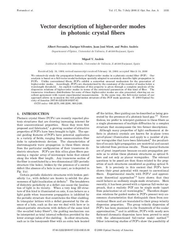 (PDF) Vector description of higher-order modes in photonic crystal fibers