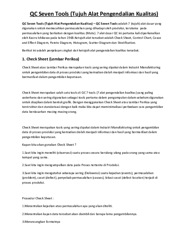 (PDF) QC Seven Tools (Tujuh Alat Pengendalian Kualitas