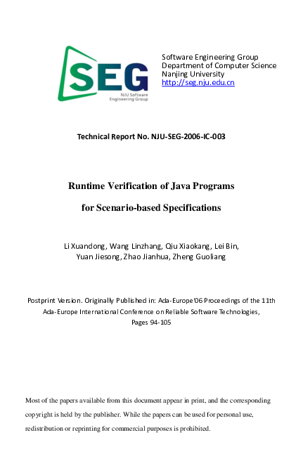 (PDF) Runtime Verification of Java Programs for Scenario-Based Specifications