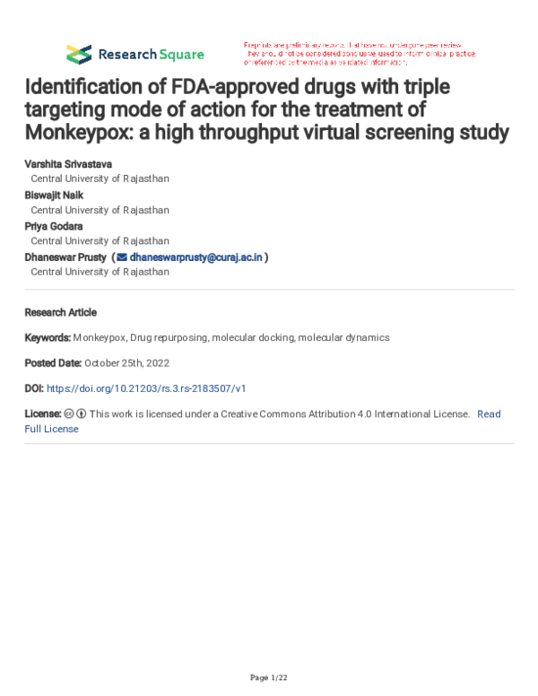 (PDF) Identification of FDA-approved drugs with triple targeting mode ...
