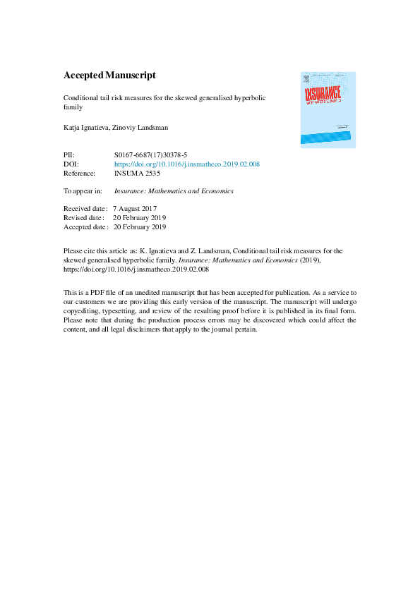 Pdf Conditional Tail Risk Measures For The Skewed Generalised