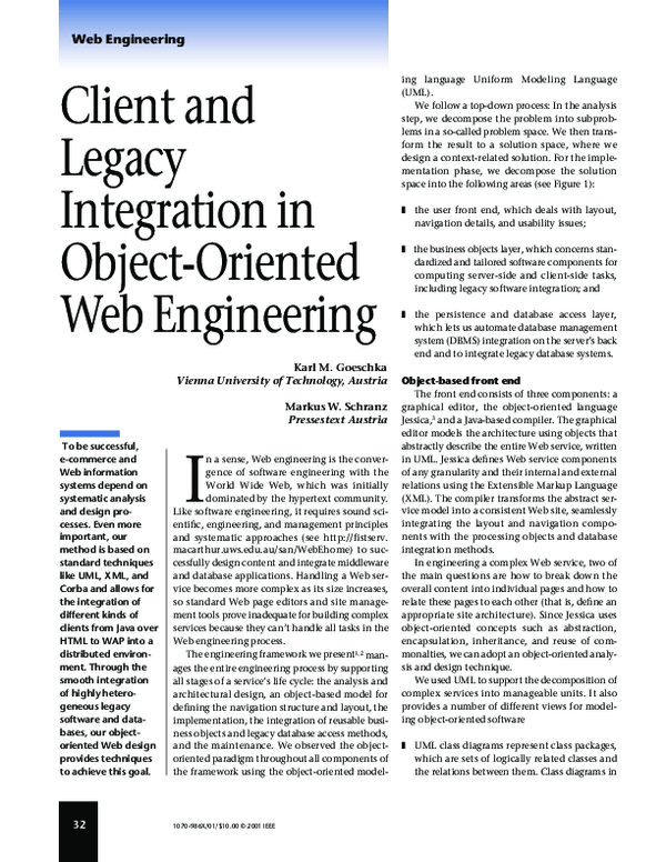 (PDF) Client and legacy integration in object oriented Web engineering