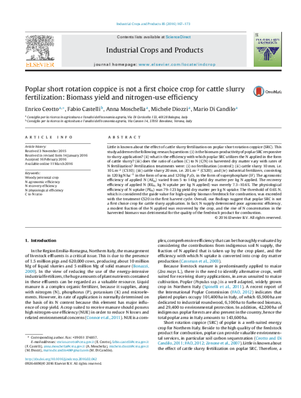 (PDF) Poplar short rotation coppice is not a first choice crop for ...