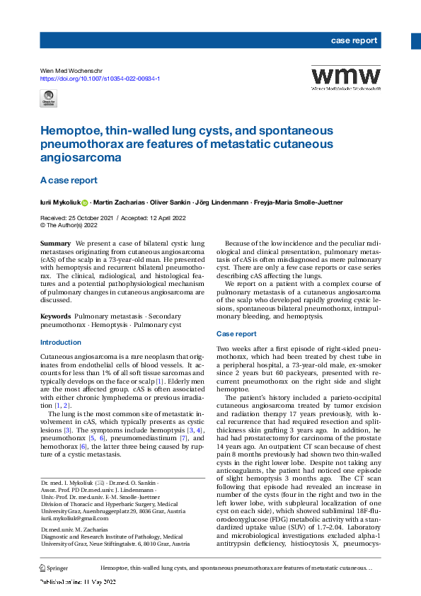 (PDF) Metastatic Angiosarcoma: A Rare Malignancy | Ramashish Kumar ...