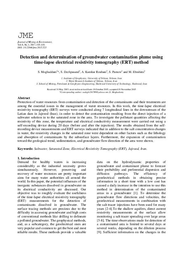 (PDF) Detection and determination of groundwater contamination plume ...