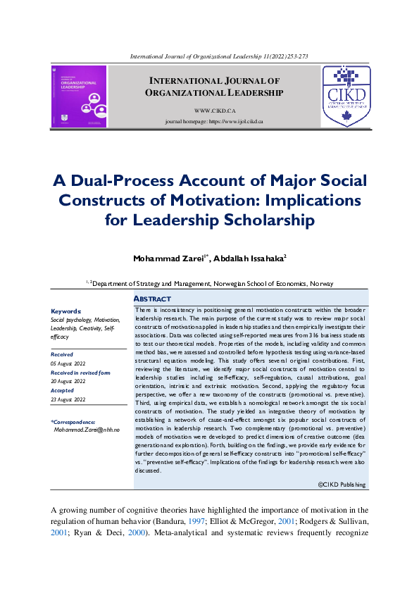 (PDF) A Dual-Process Account of Major Social Constructs of Motivation ...