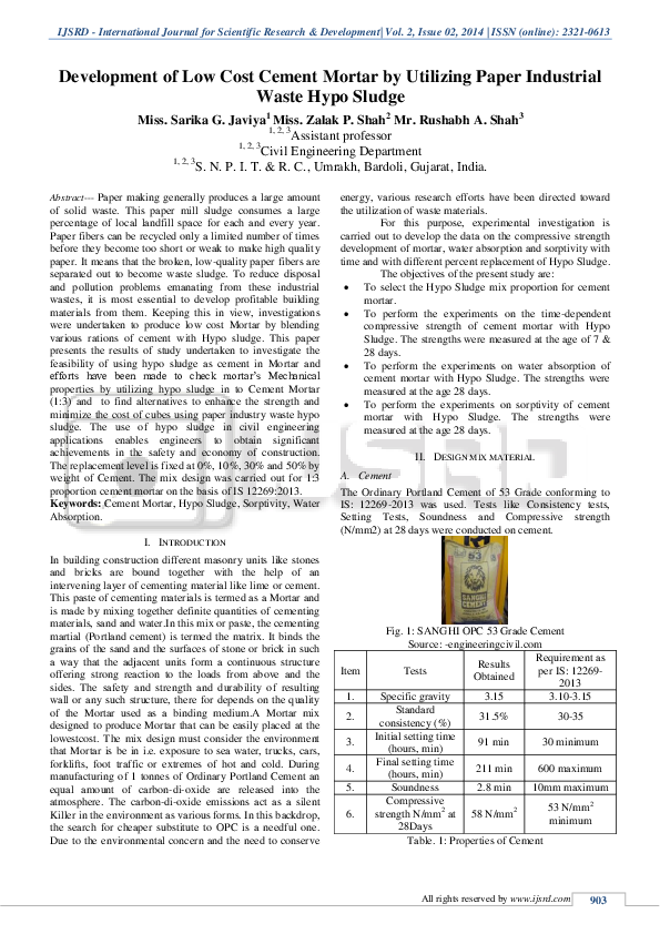(PDF) Development Of Low Cost Cement Mortar By Utilizing Paper ...