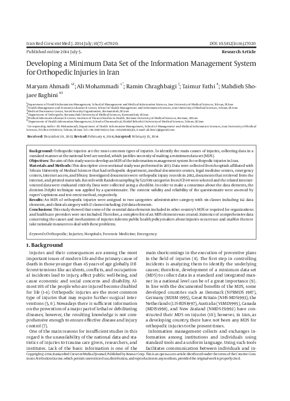 (PDF) Developing a Minimum Data Set of the Information Management ...