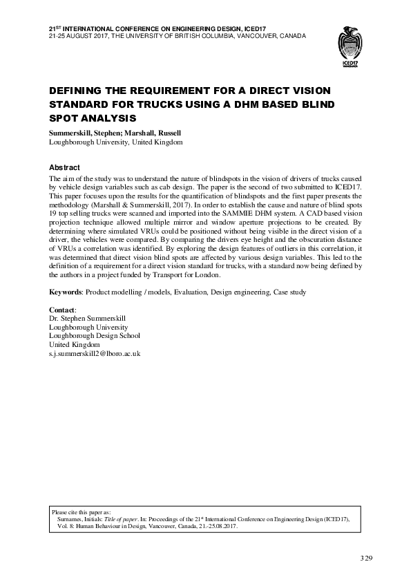 (PDF) Defining the requirement for a direct vision standard for trucks ...