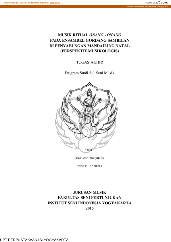 (PDF) Musik Ritual Onang – Onang Pada Ensambel Gordang Sambilan Di ...