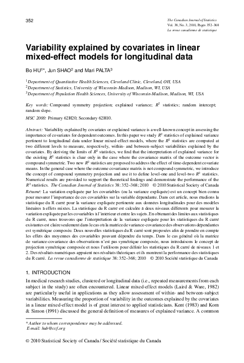 (PDF) Variability explained by covariates in linear mixed-effect models ...