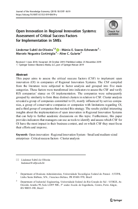 (PDF) Open Innovation in Regional Innovation Systems: Assessment of Critical Success Factors for ...