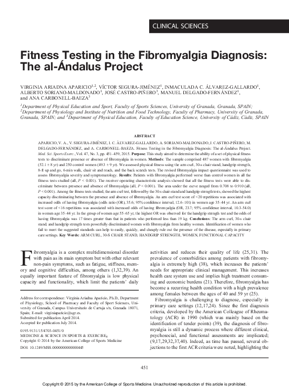 (PDF) Fitness Testing in the Fibromyalgia Diagnosis