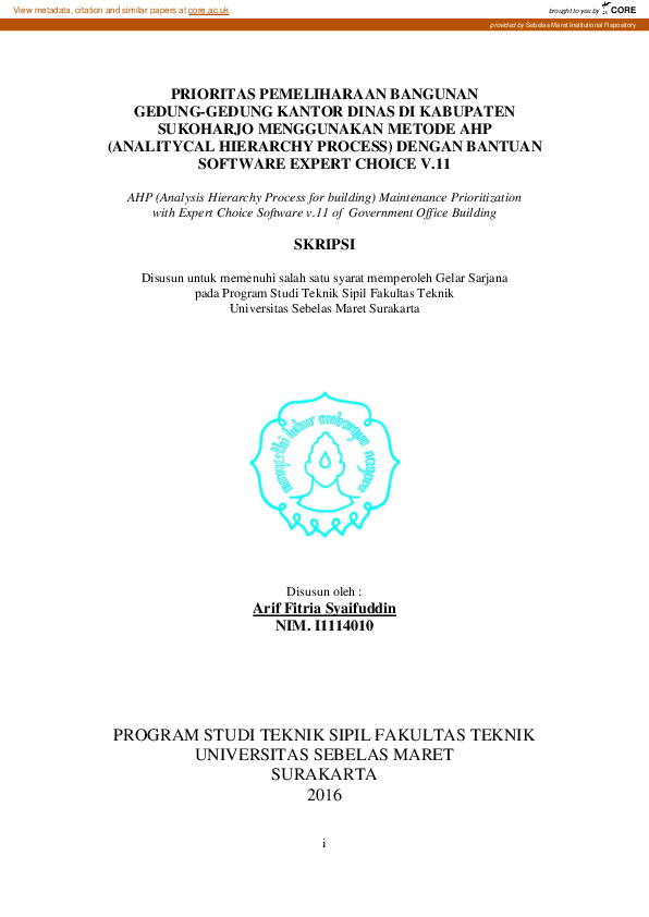 (PDF) Prioritas Pemeliharaan Bangunan Gedung-Gedung Kantor Dinas DI ...