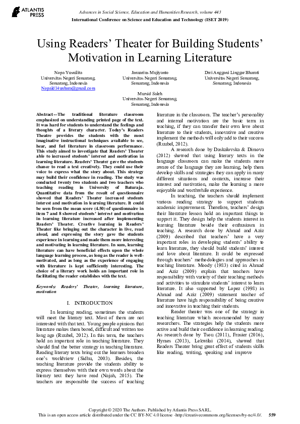 (PDF) Using Readers’ Theater for Building Students’ Motivation in ...