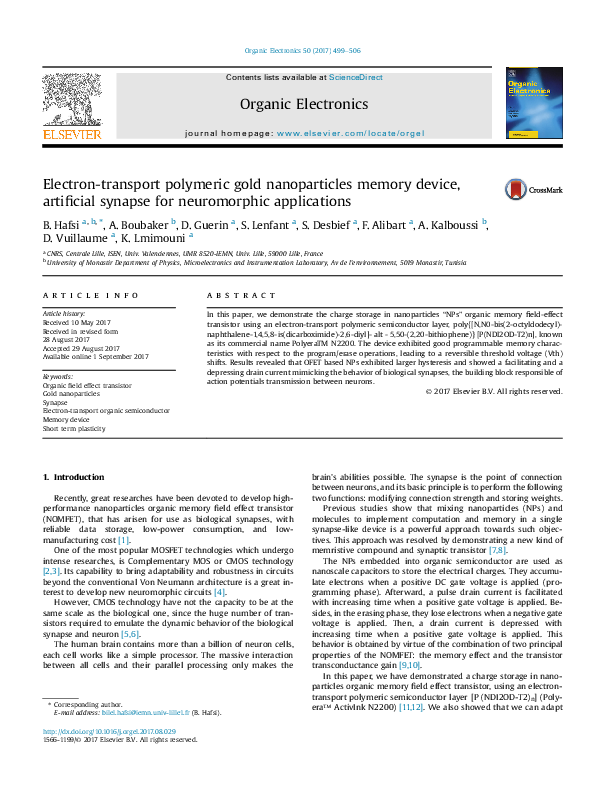 (PDF) Electron-transport polymeric gold nanoparticles memory device ...