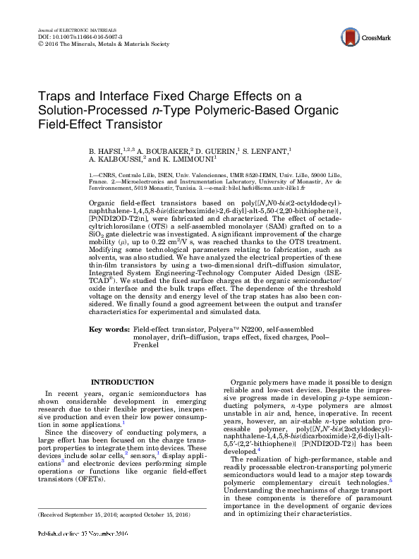 (PDF) Traps and Interface Fixed Charge Effects on a Solution-Processed ...