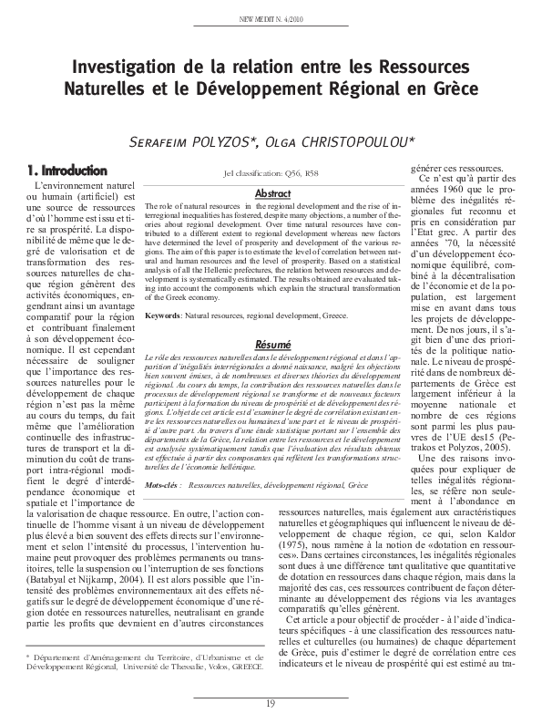 (PDF) Investigation de la relation entre les ressources naturelles et ...