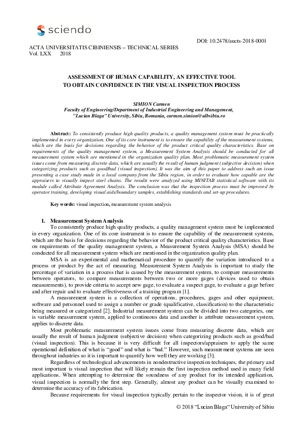 (PDF) Assessment of Human Capability, An Effective Tool to Obtain Confidence in the Visual ...
