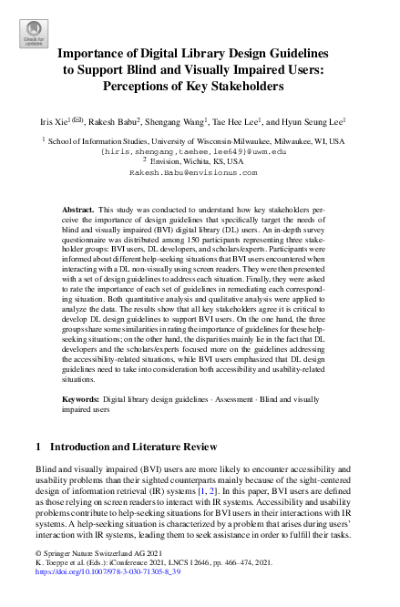 (PDF) Importance of Digital Library Design Guidelines to Support Blind and Visually Impaired ...