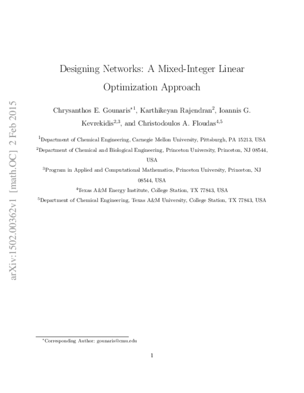 (PDF) Designing networks: A mixed‐integer linear optimization approach