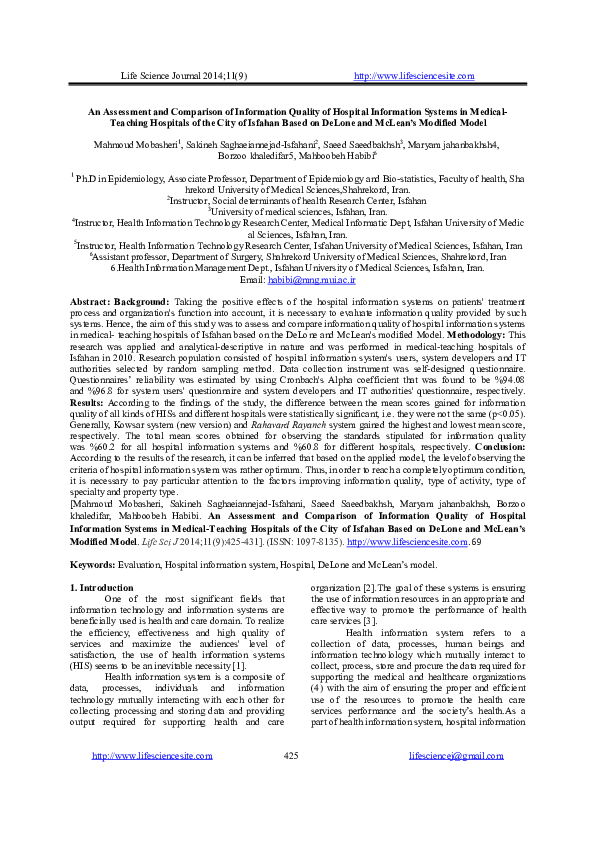 (PDF) An assessment and comparison of information quality of hospital ...