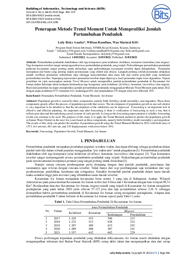 (PDF) Penerapan Metode Trend Moment Untuk Memprediksi Jumlah ...