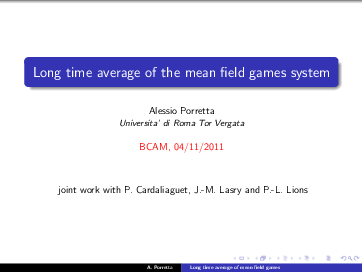 (PDF) Long time average of mean field games | Alessio Porretta ...