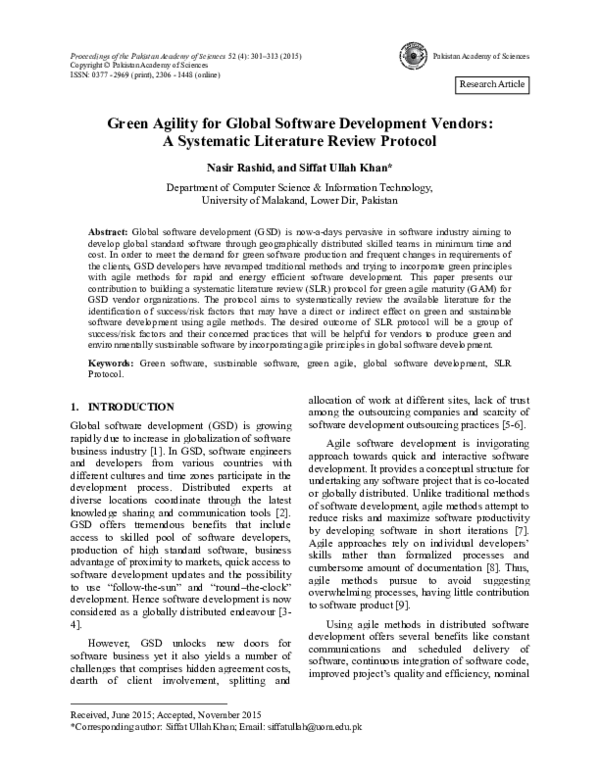 (PDF) Green Agility for Global Software Development Vendors : A Systematic Literature Review ...