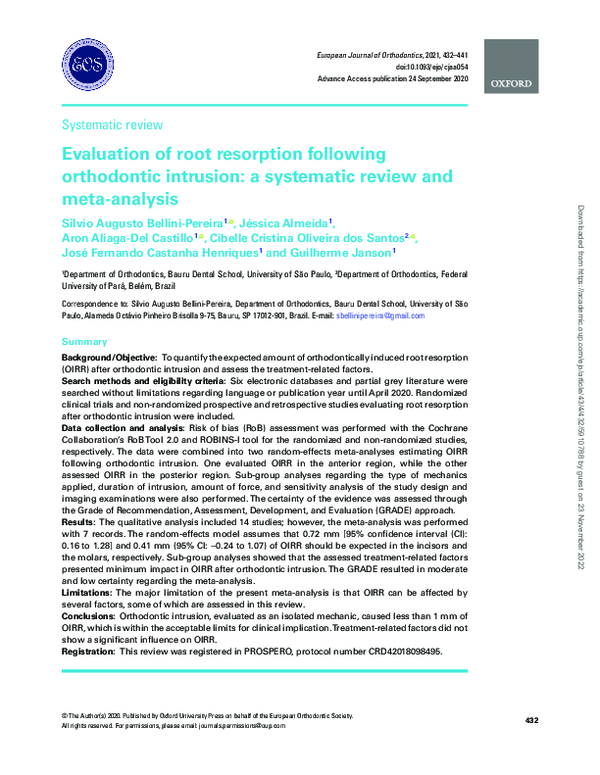 (PDF) Evaluation of root resorption following orthodontic intrusion: a systematic review and ...