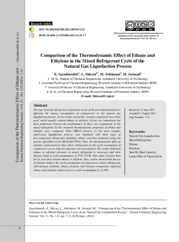 (PDF) Comparison of the Thermodynamic Effect of Ethane and Ethylene in the Mixed Refrigerant ...
