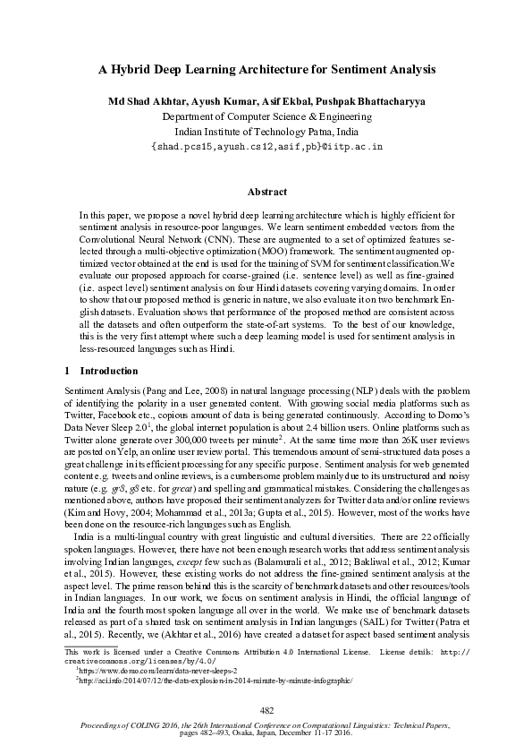 A Hybrid Deep Learning Architecture for Sentiment Analysis