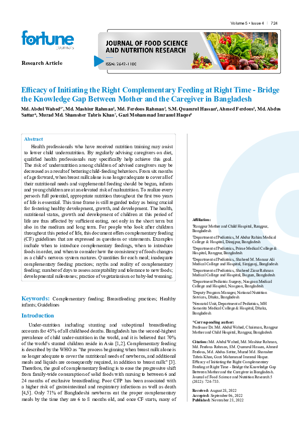 (PDF) Efficacy of Initiating the Right Complementary Feeding at Right ...