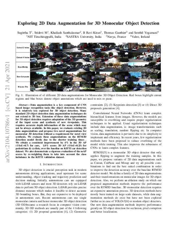 (PDF) Exploring 2D Data Augmentation for 3D Monocular Object Detection