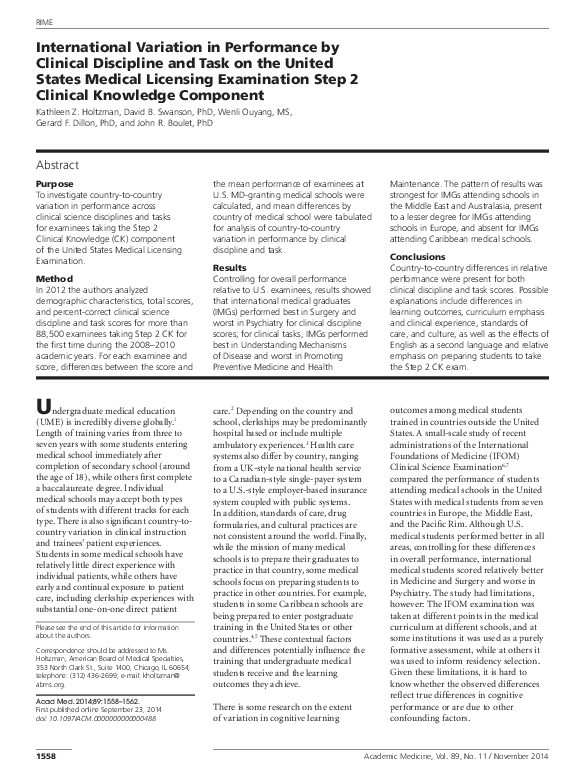 (PDF) International variation in performance by clinical discipline and ...
