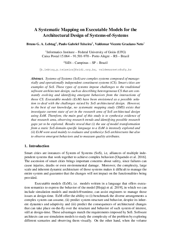 Pdf A Systematic Mapping On Executable Models For The Architectural