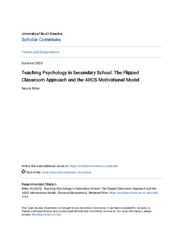 (PDF) Teaching Psychology in Secondary School: The Flipped Classroom ...