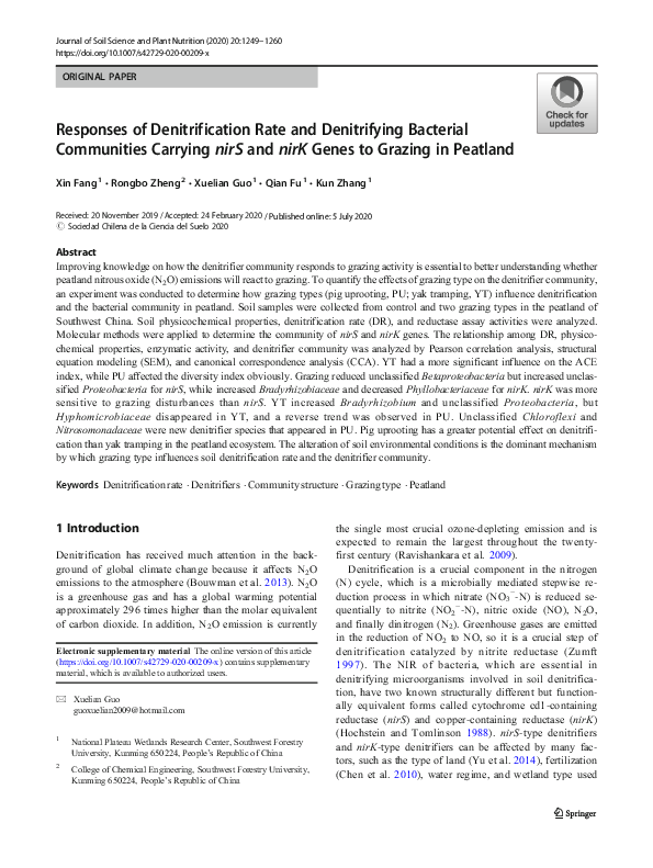 (PDF) Responses of Denitrification Rate and Denitrifying Bacterial ...