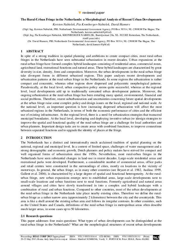 (PDF) The Rural-Urban Fringe in the Netherlands: a Morphological ...