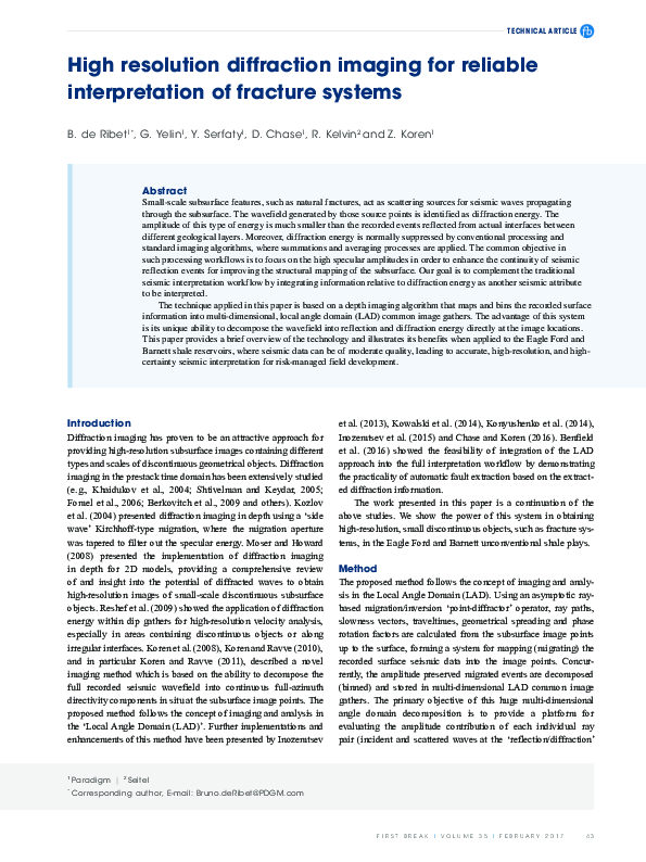 Pdf High Resolution Diffraction Imaging For Reliable Interpretation Of Fracture Systems