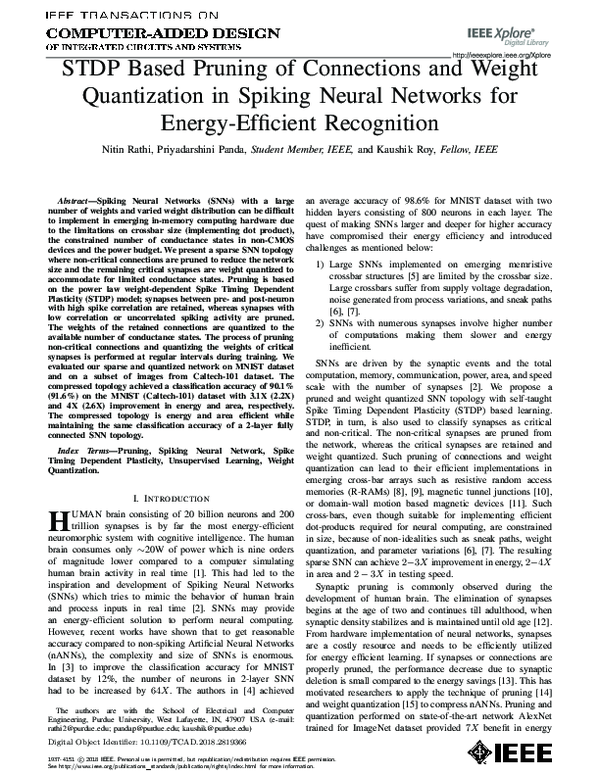 (PDF) STDP-Based Pruning of Connections and Weight Quantization in Spiking Neural Networks for ...