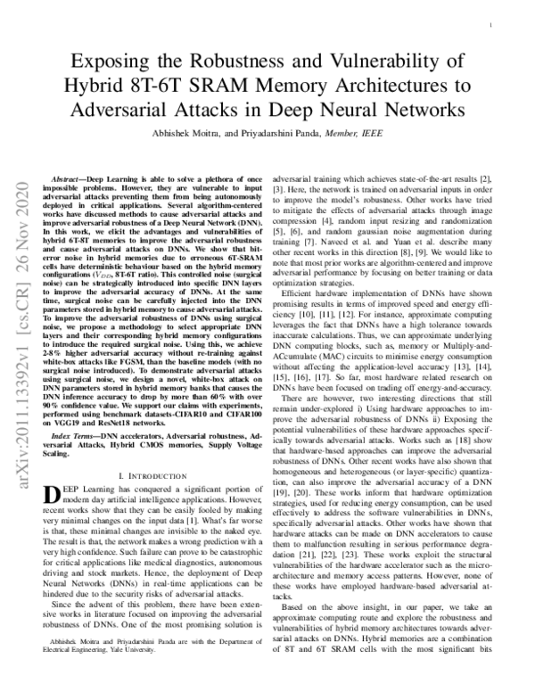 Pdf Exposing The Robustness And Vulnerability Of Hybrid 8t 6t Sram Memory Architectures To