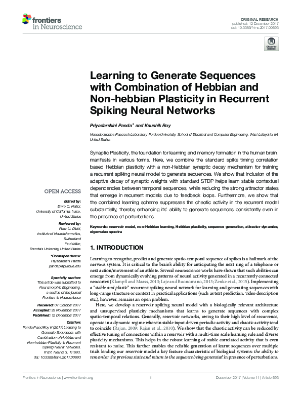 (PDF) Learning to Generate Sequences with Combination of Hebbian and Non-hebbian Plasticity in ...