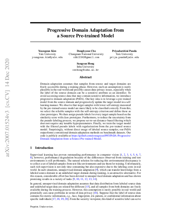 (PDF) Progressive Domain Adaptation from a Source Pre-trained Model