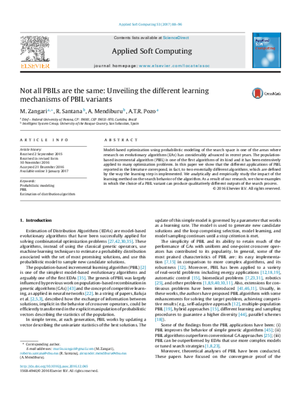 (PDF) Not all PBILs are the same: Unveiling the different learning ...